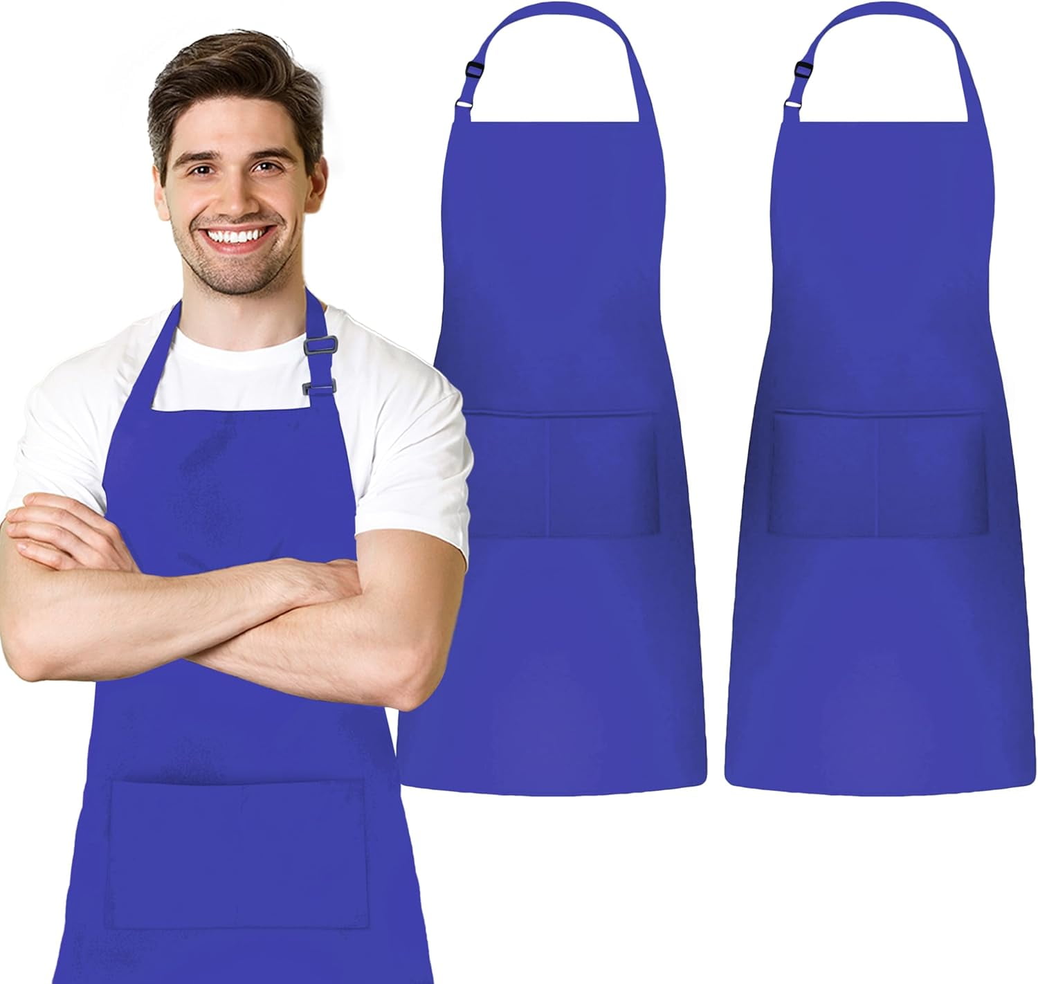 Adjustable Bib Apron 100% Polyester Kitchen Aprons Waterdrop Resistant ...