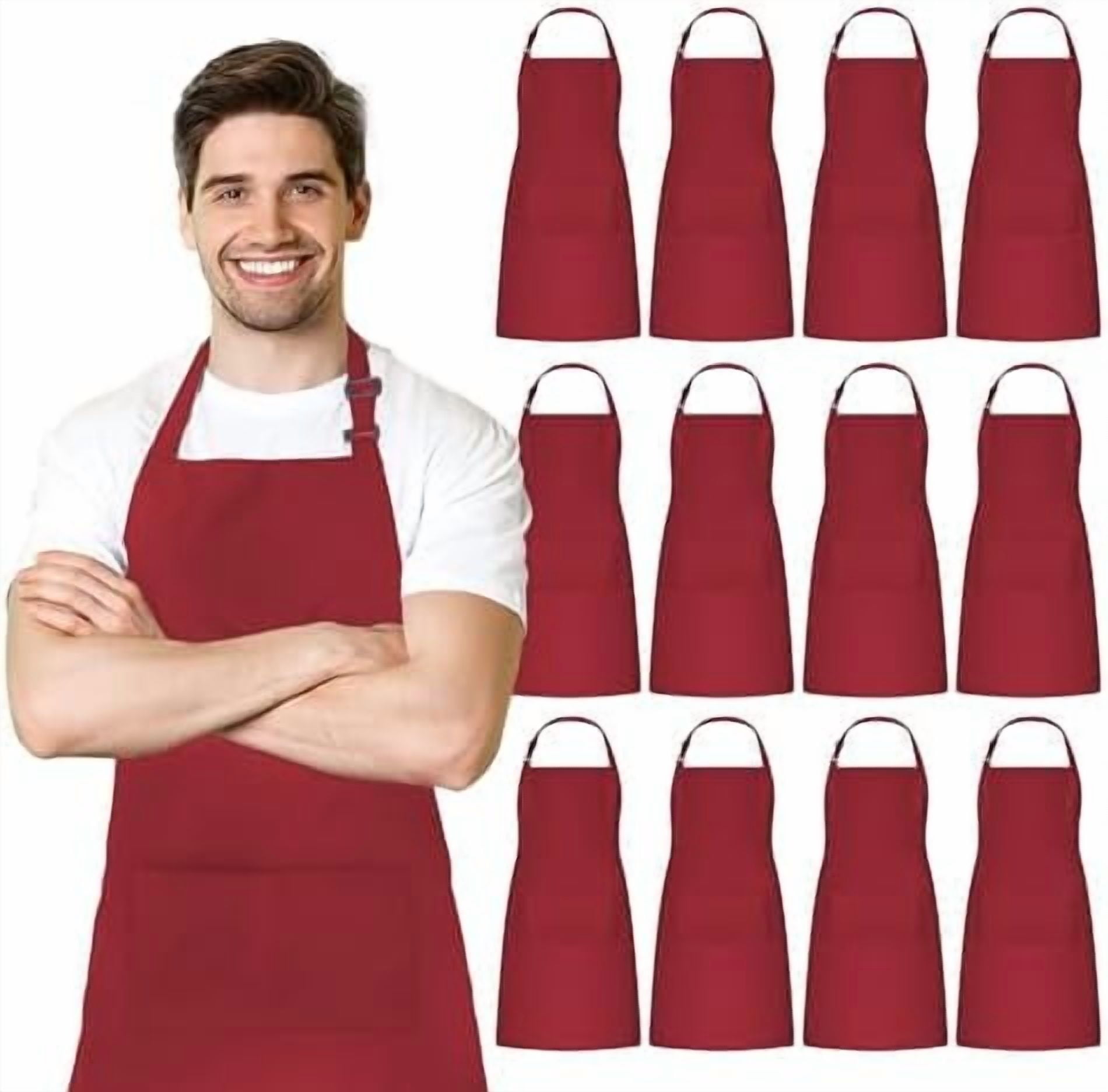 Adjustable Bib Apron 100% Polyester Kitchen Aprons Waterdrop Resistant ...