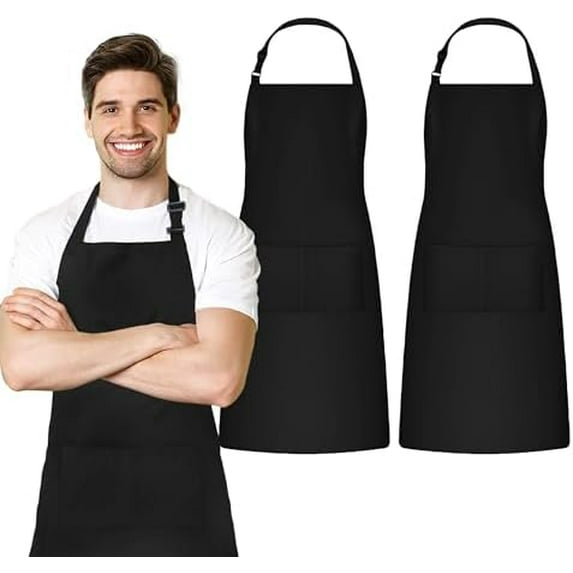 Adjustable Bib Apron 100% Polyester Kitchen Aprons Waterdrop Resistant ...