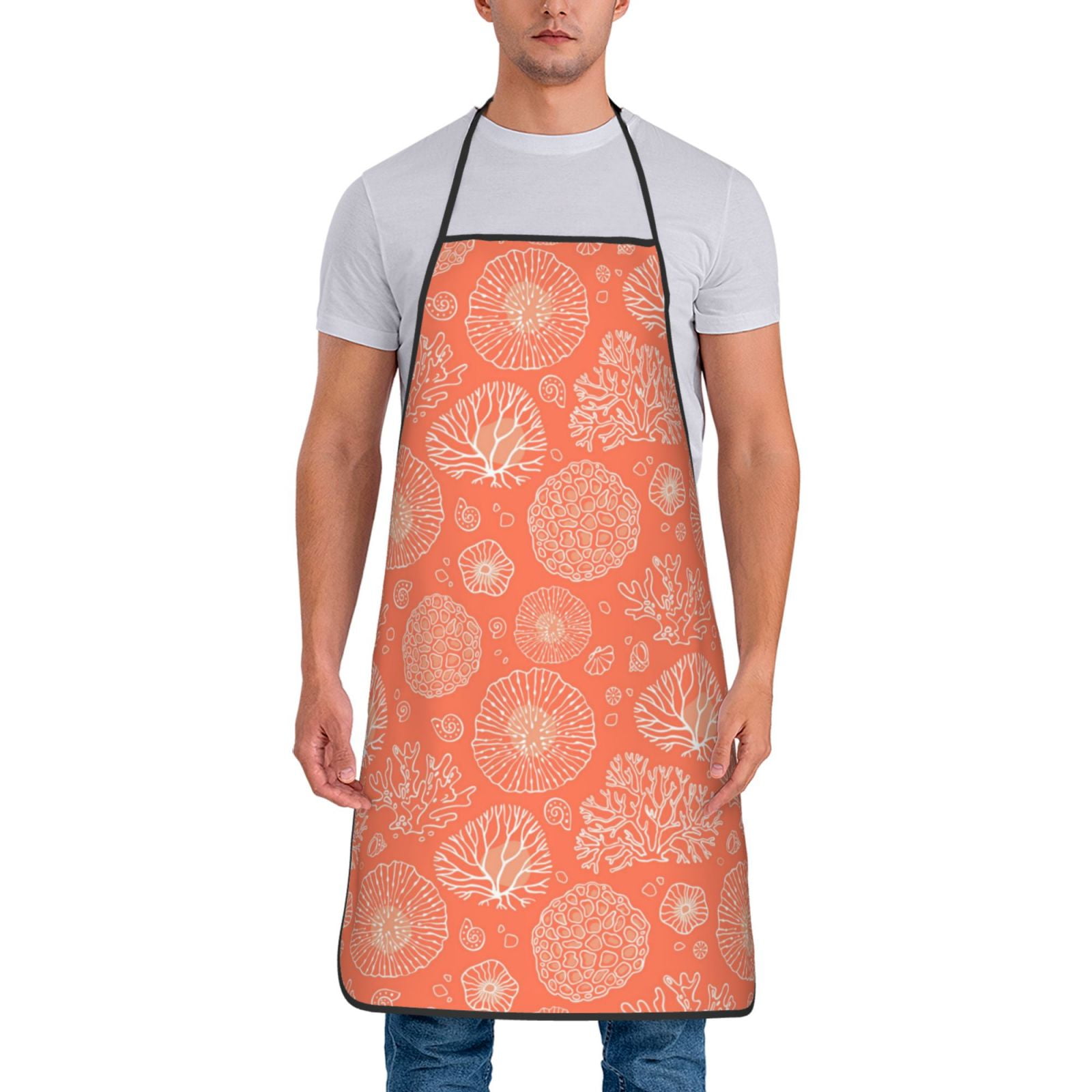 Adjustable Bib Apron - Beautiful Corals Waterdrop Resistant Cooking ...