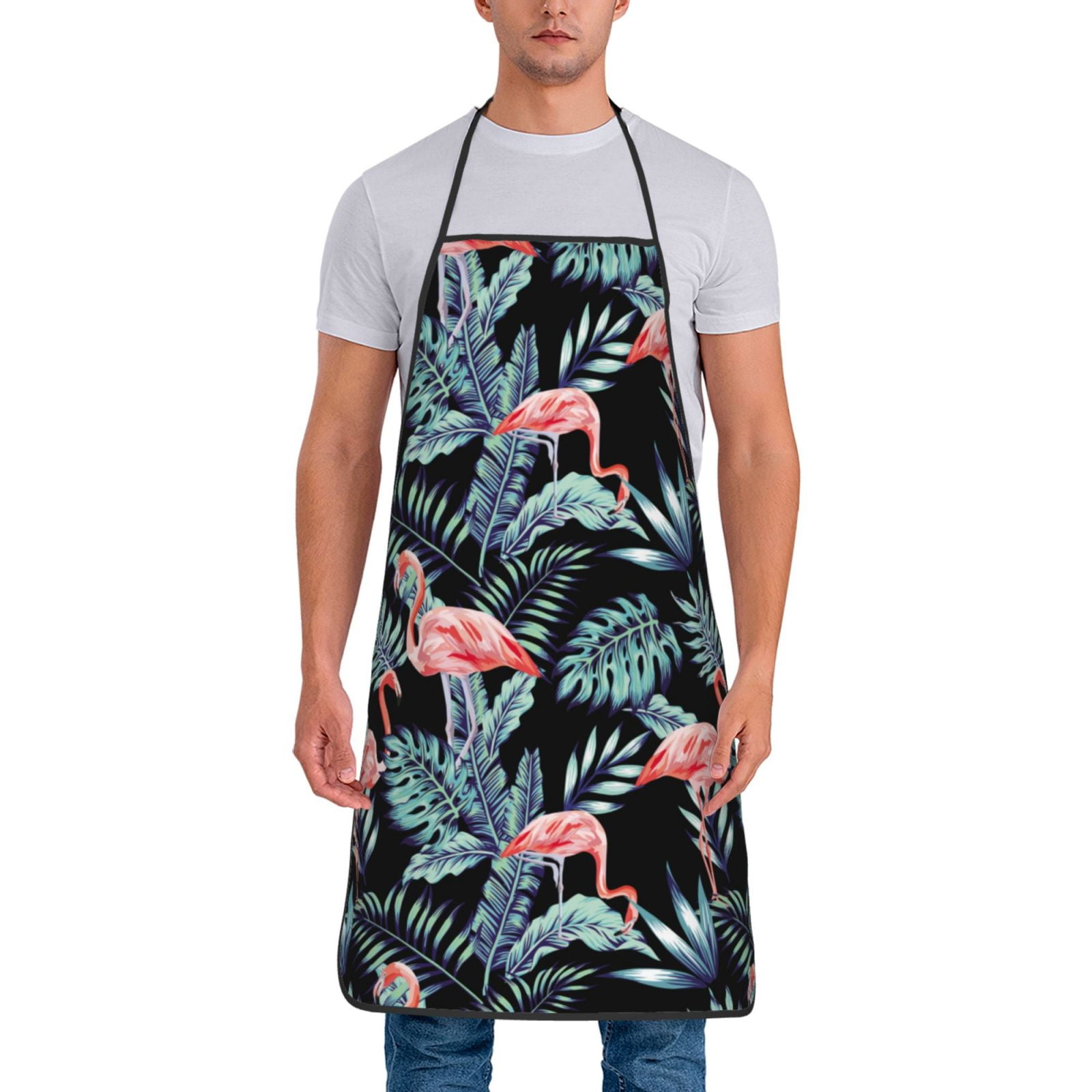 Adjustable Bib Apron - Bird Night Blue Forest Waterdrop Resistant ...