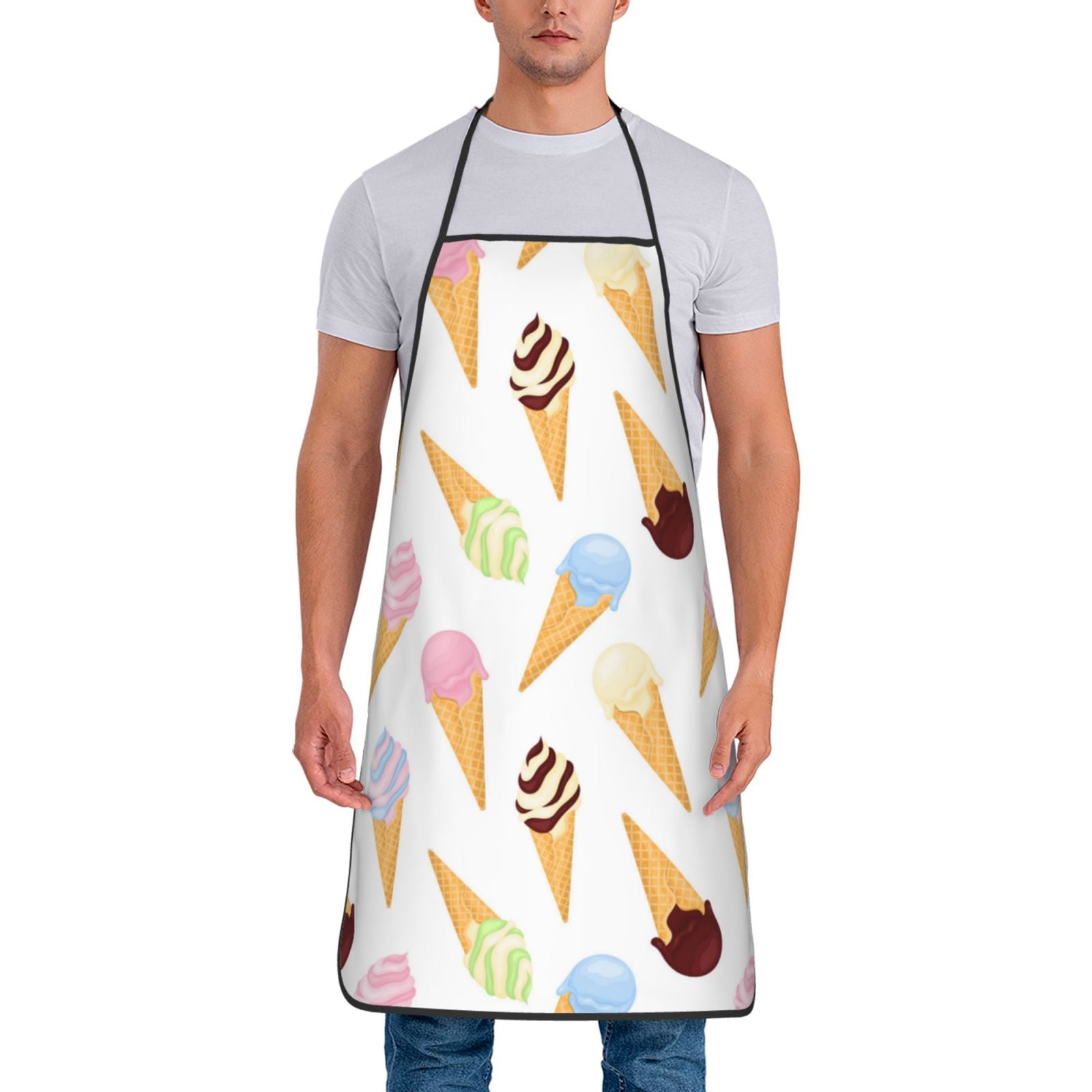 Adjustable Bib Apron - Cartoon Colourful Ice Cream Waterdrop Resistant ...
