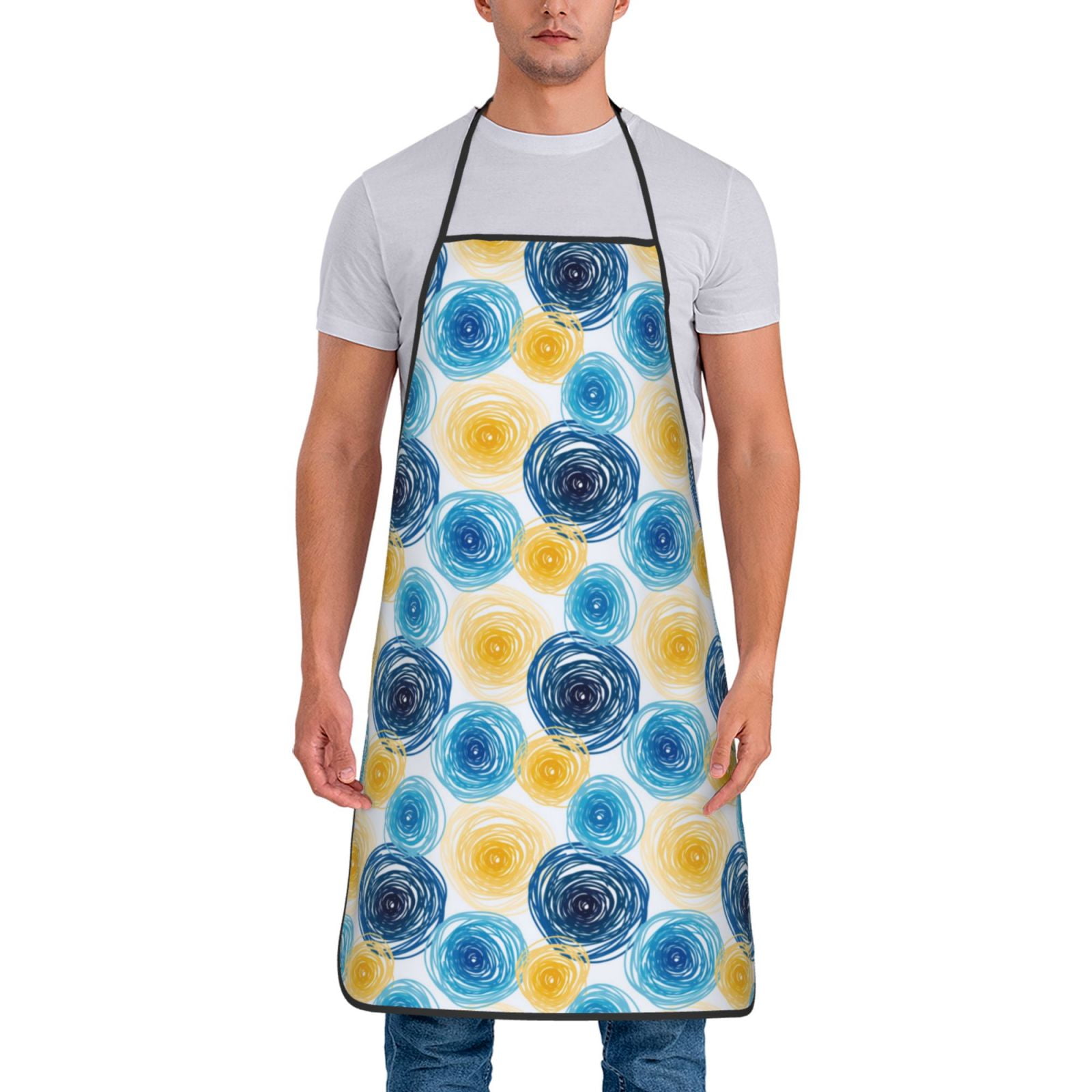 Adjustable Bib Apron - Circular print Waterdrop Resistant Cooking Apron ...