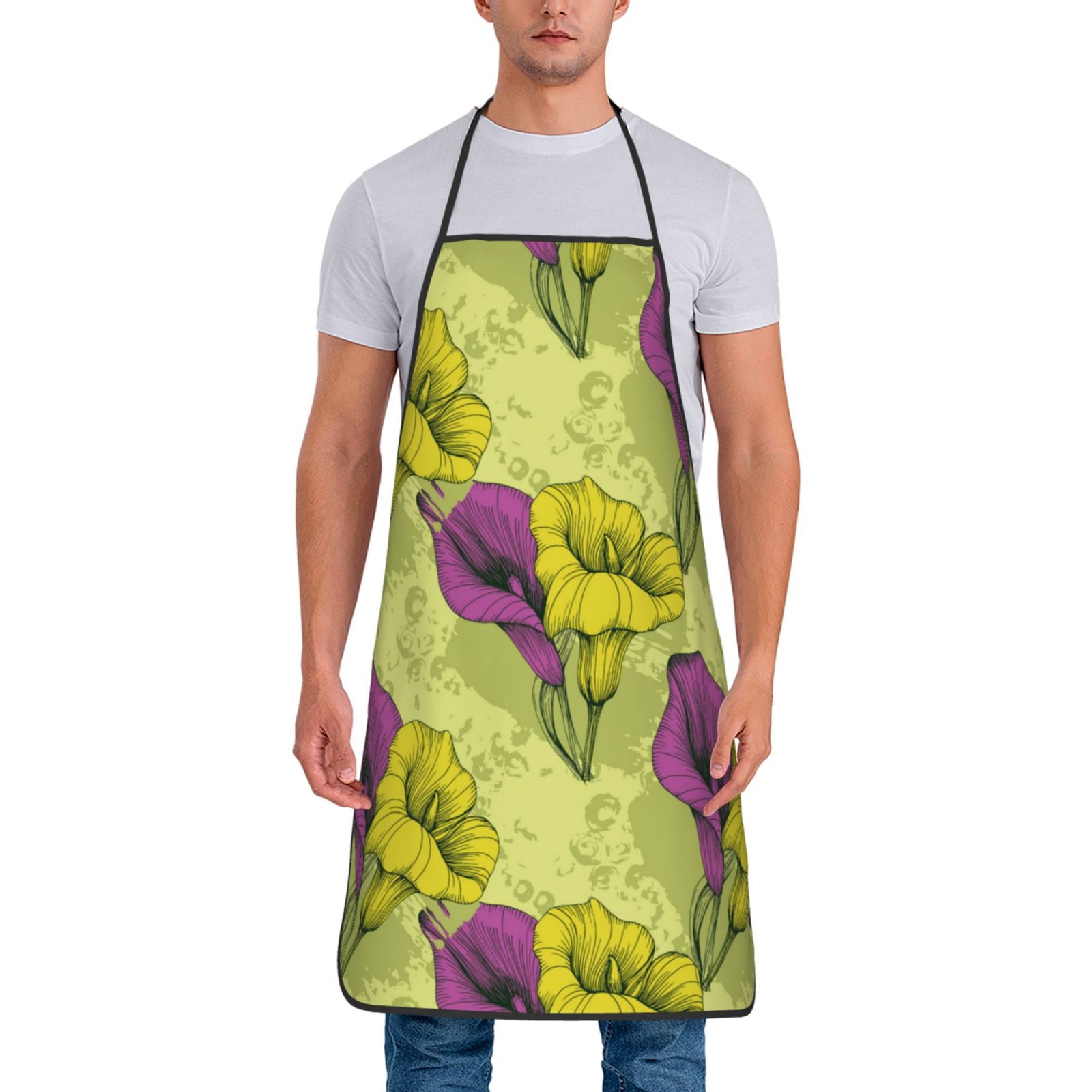 Adjustable Bib Apron - Colorful Calla Lily Flowers Waterdrop Resistant ...