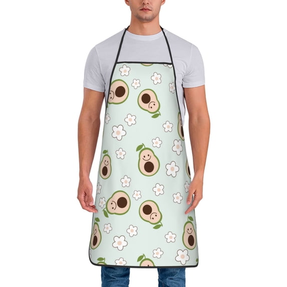 Adjustable Bib Apron - Cute Avocado Flower Green Waterdrop Resistant ...