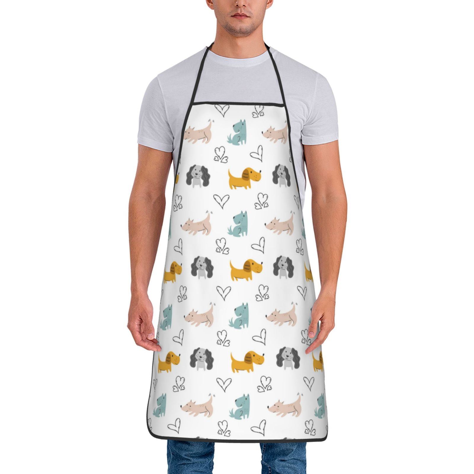 Adjustable Bib Apron - Cute Dog heart Waterdrop Resistant Cooking Apron ...