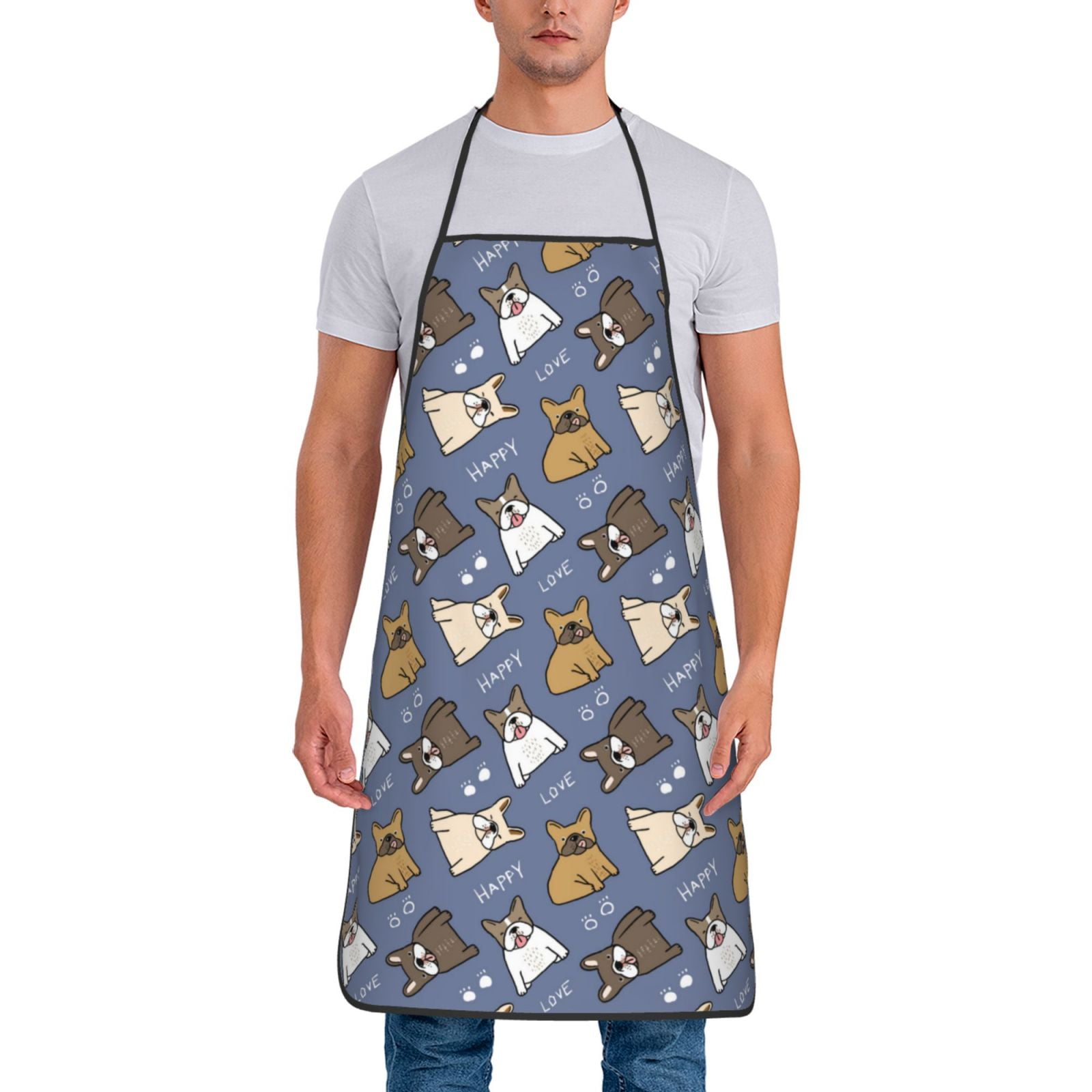 Adjustable Bib Apron - Cute French Bulldog Funny Happy Waterdrop ...