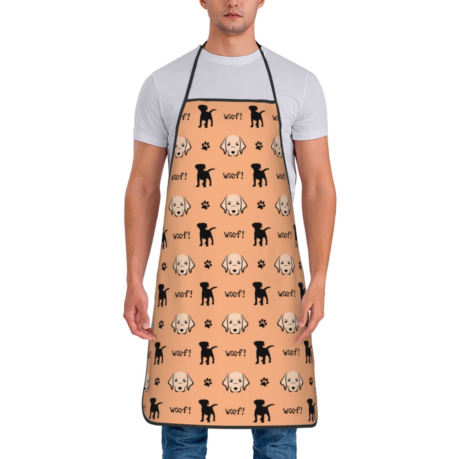 Adjustable Bib Apron - Cute Silhouette Dog Sketch Waterdrop Resistant ...