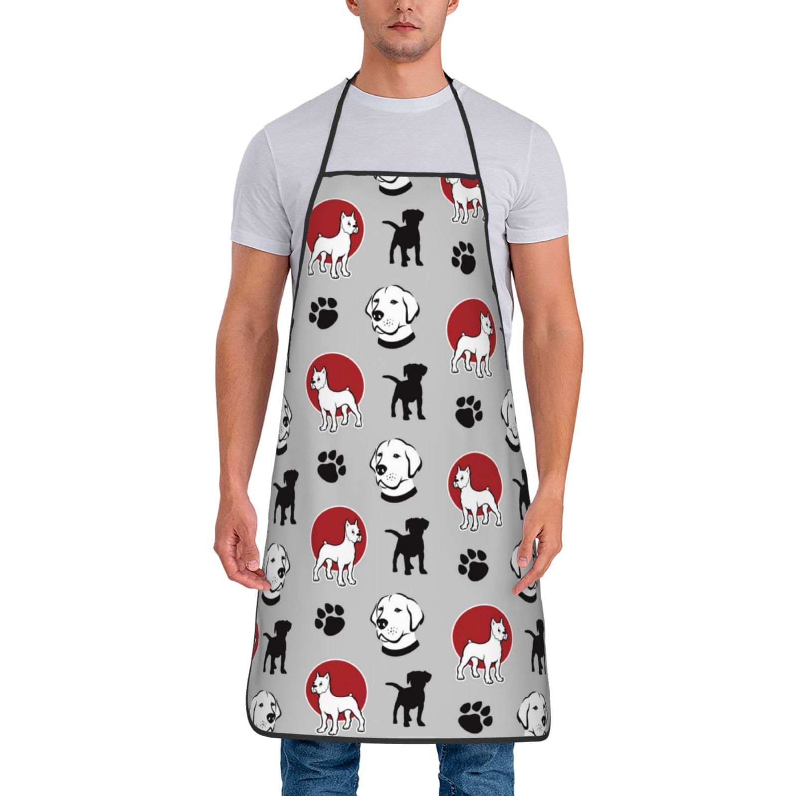 Adjustable Bib Apron - Cute Silhouette Dog Waterdrop Resistant Cooking ...