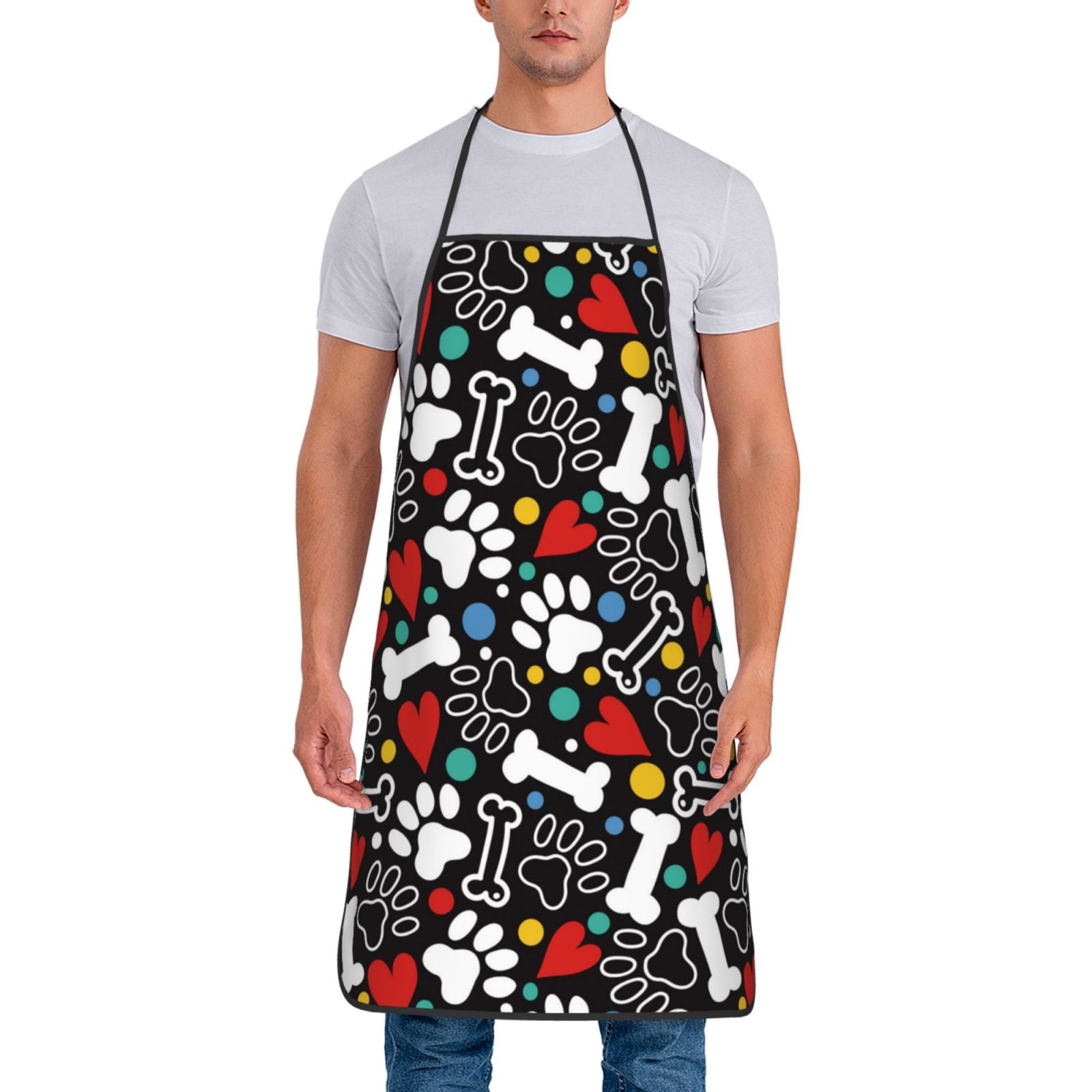 Adjustable Bib Apron - Cute puppy footprints Waterdrop Resistant ...
