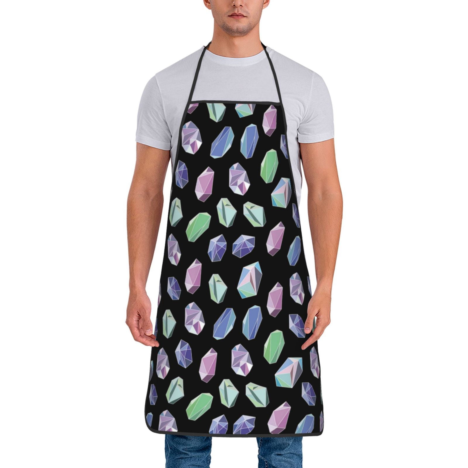 Adjustable Bib Apron - Diamond Colorful Waterdrop Resistant Cooking ...