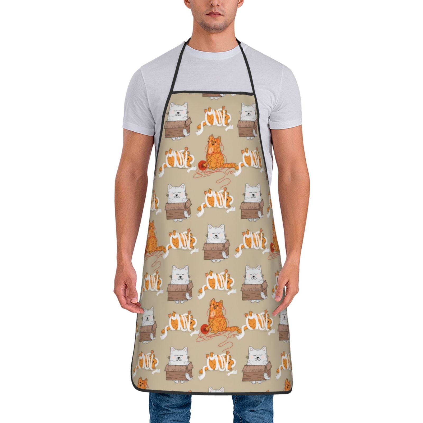 Adjustable Bib Apron - Funny Cartoon Carton Cat Waterdrop Resistant ...
