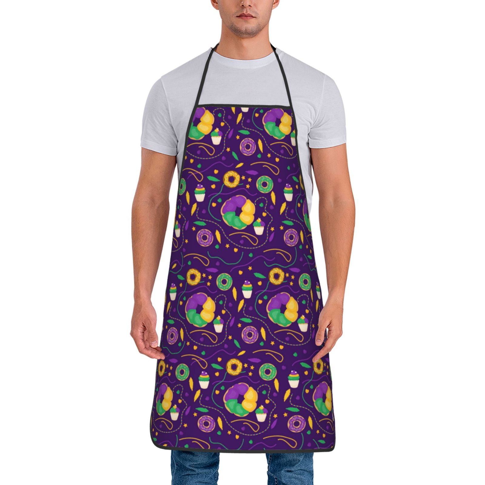 Adjustable Bib Apron - Mardi Gras and Donuts Waterdrop Resistant ...