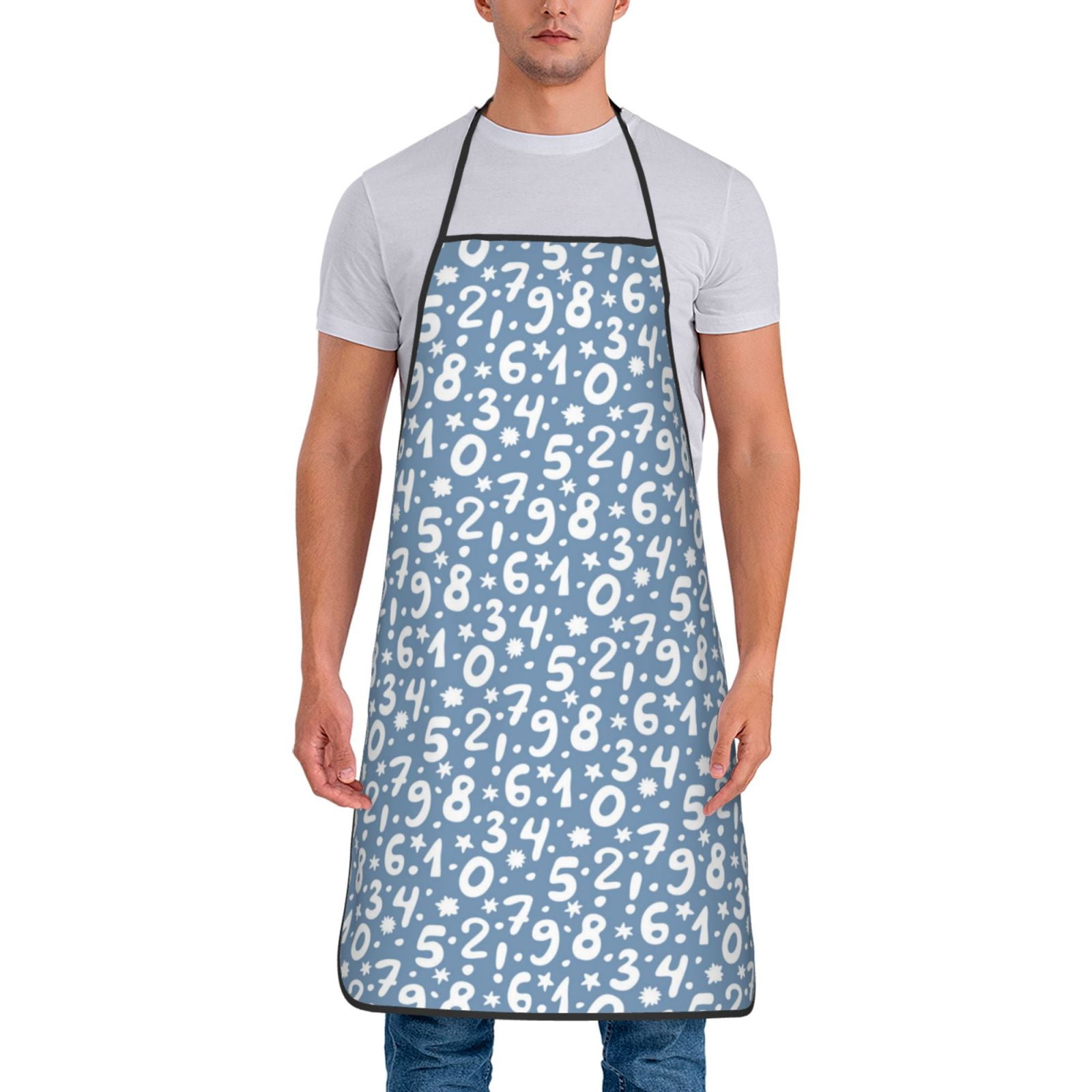 Adjustable Bib Apron - Math Print number Waterdrop Resistant Cooking ...