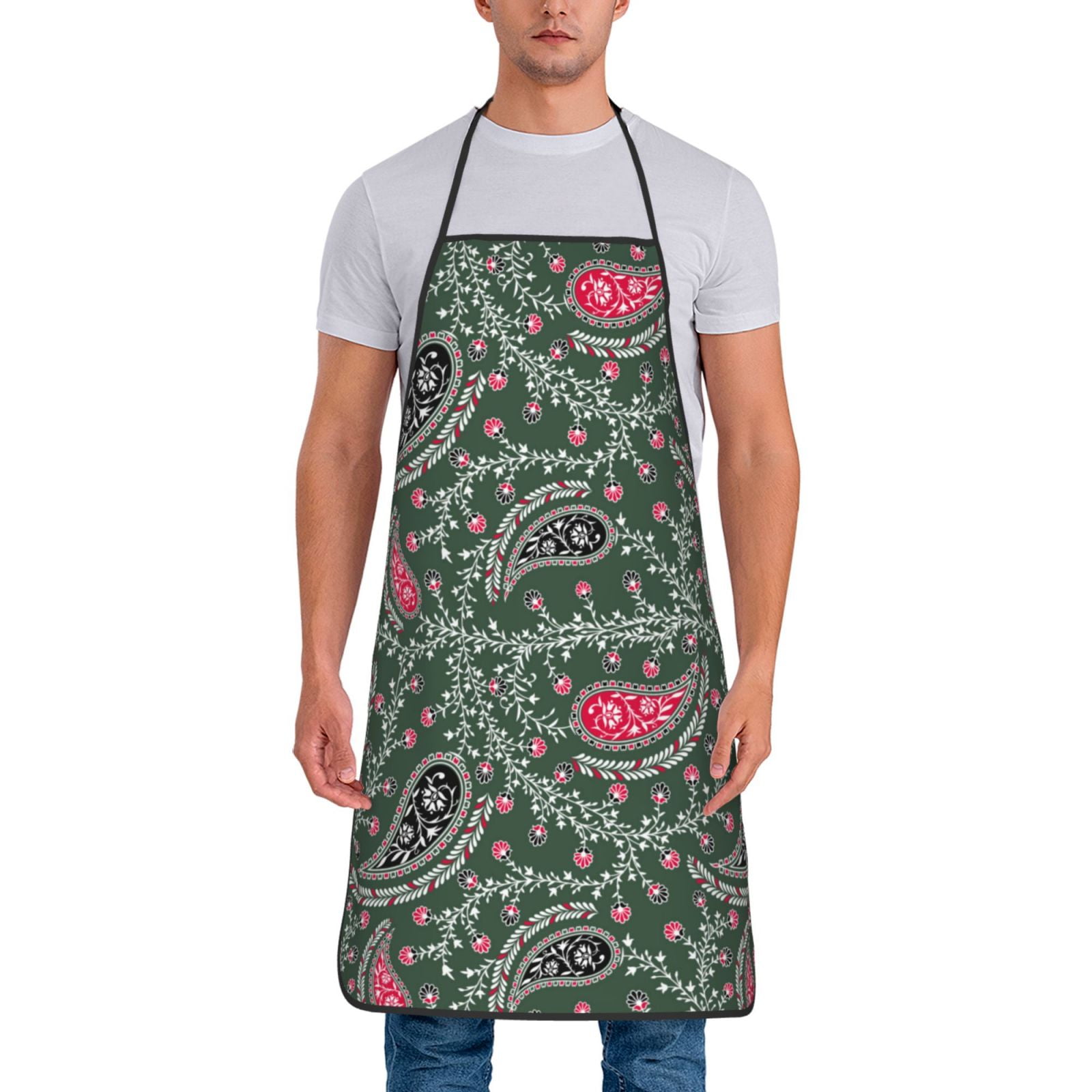 Adjustable Bib Apron - Paisley Pattern No.9091 Waterdrop Resistant ...