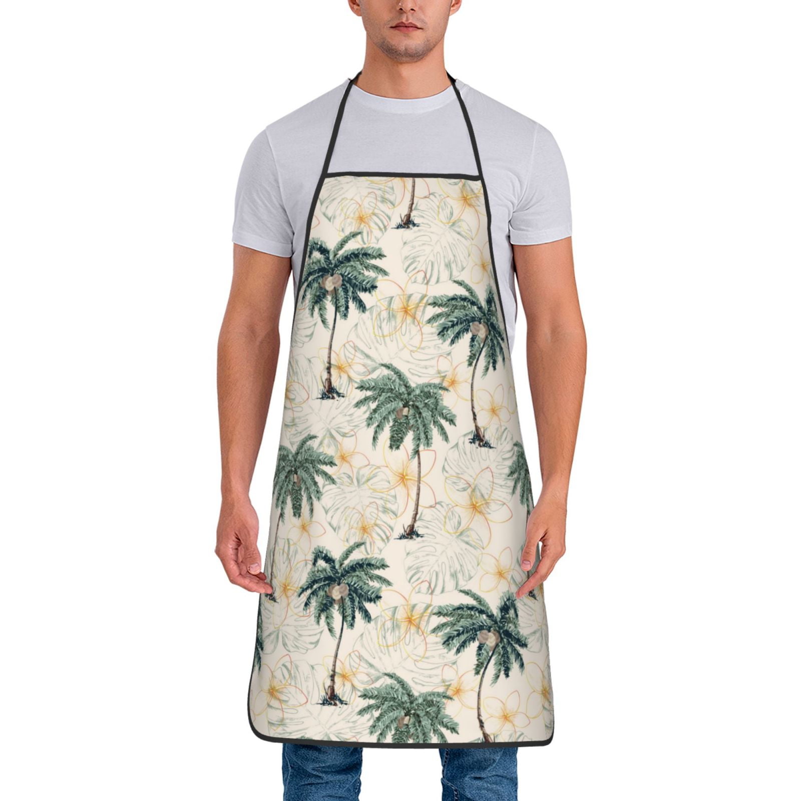 Adjustable Bib Apron - Palm tree_AC Waterdrop Resistant Cooking Apron ...
