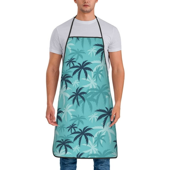 Adjustable Bib Apron - Palm tree_AL Waterdrop Resistant Cooking Apron ...
