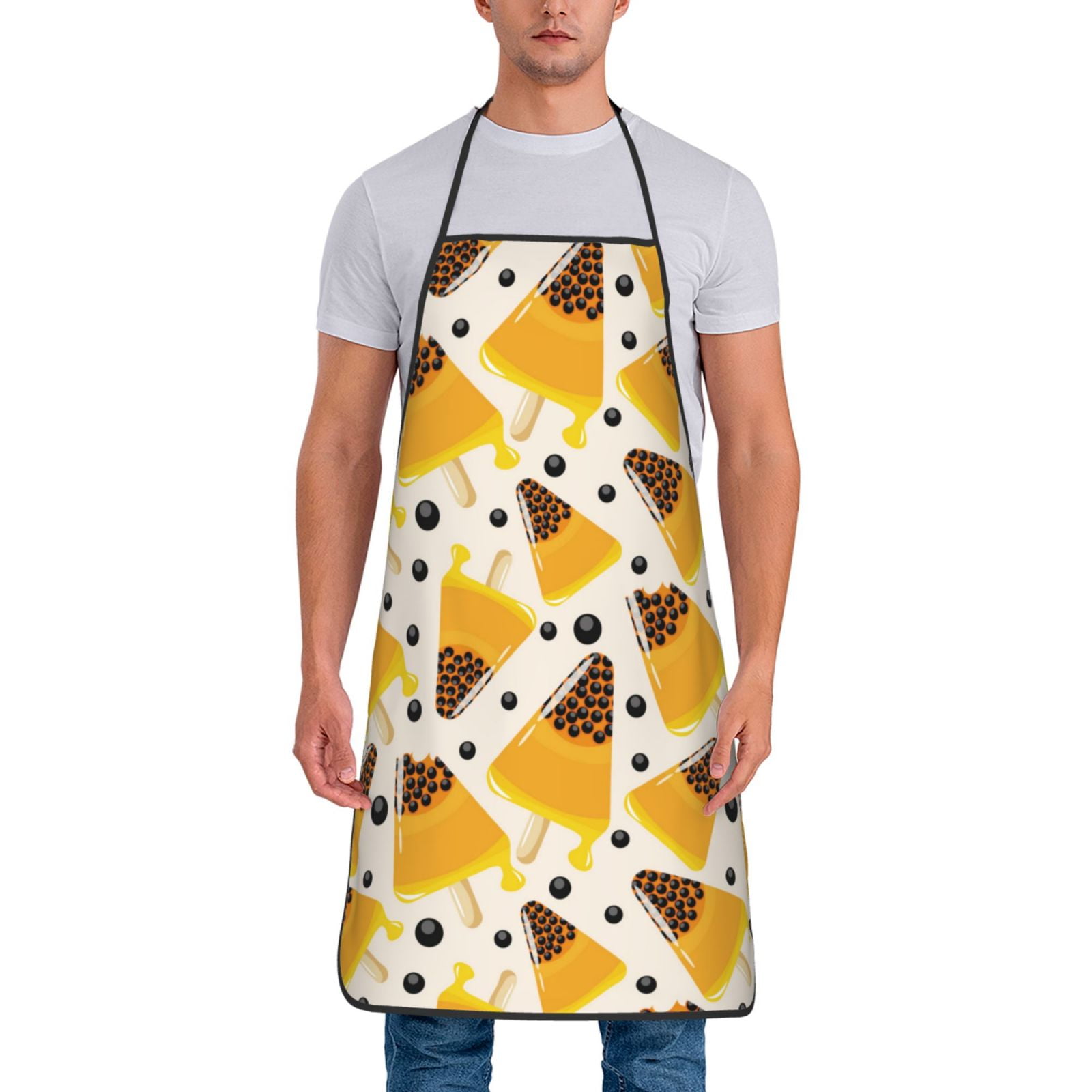 Adjustable Bib Apron - Papaya ice cream Waterdrop Resistant Cooking ...