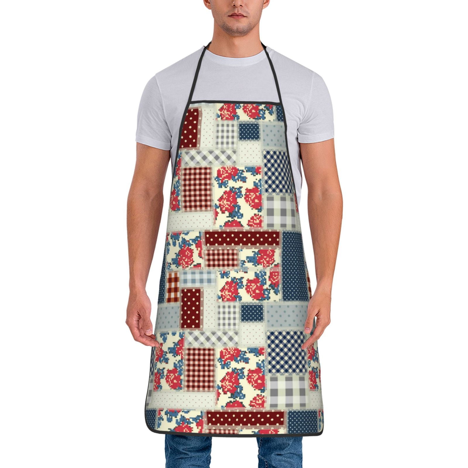 Adjustable Bib Apron - Patchwork In Country Style Waterdrop Resistant ...