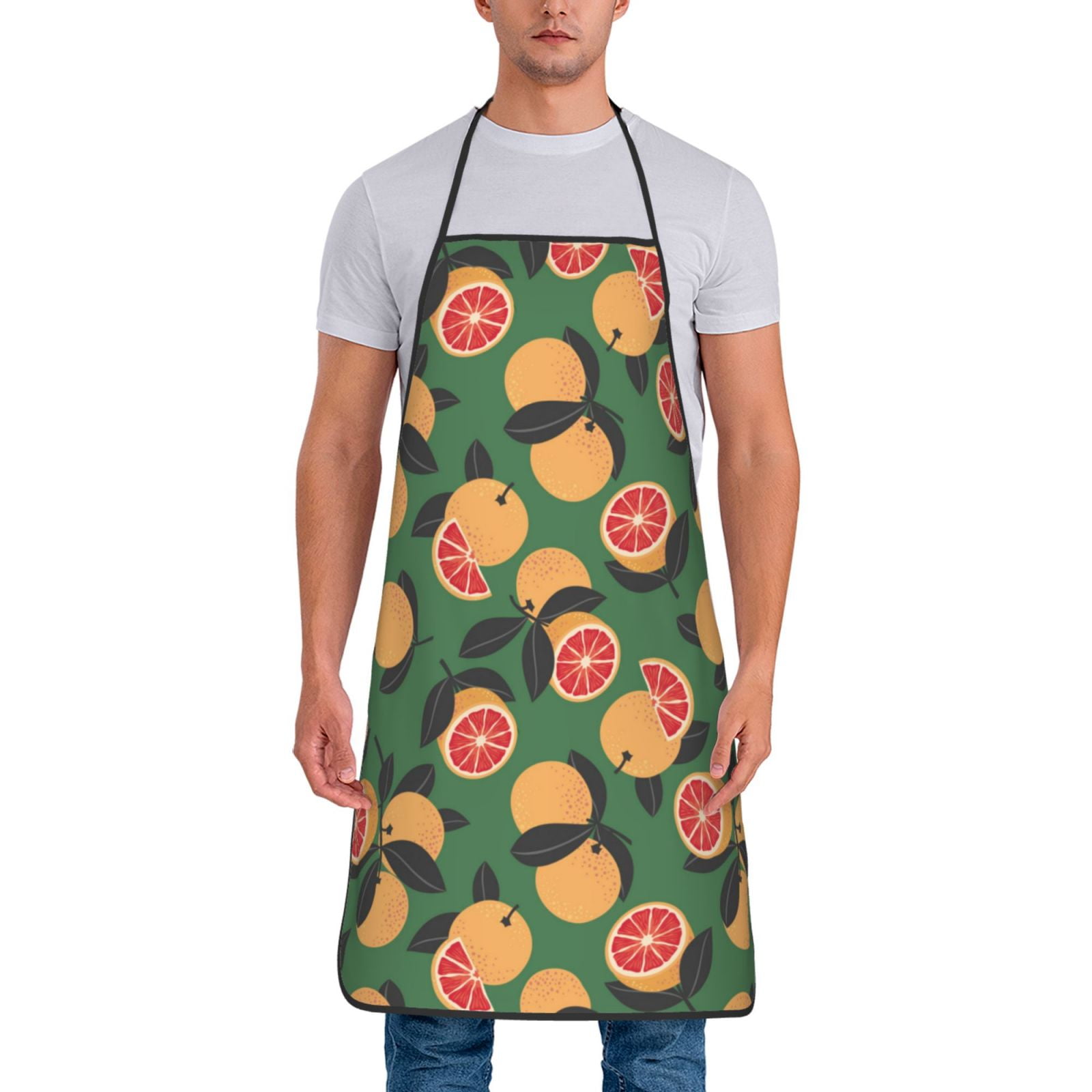Adjustable Bib Apron - Red Orange Waterdrop Resistant Cooking Apron ...