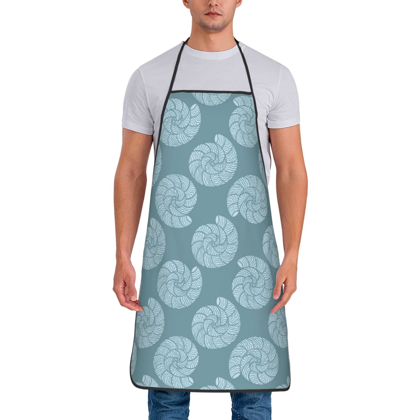 Adjustable Bib Apron - Sea Shells Blue Waterdrop Resistant Cooking ...