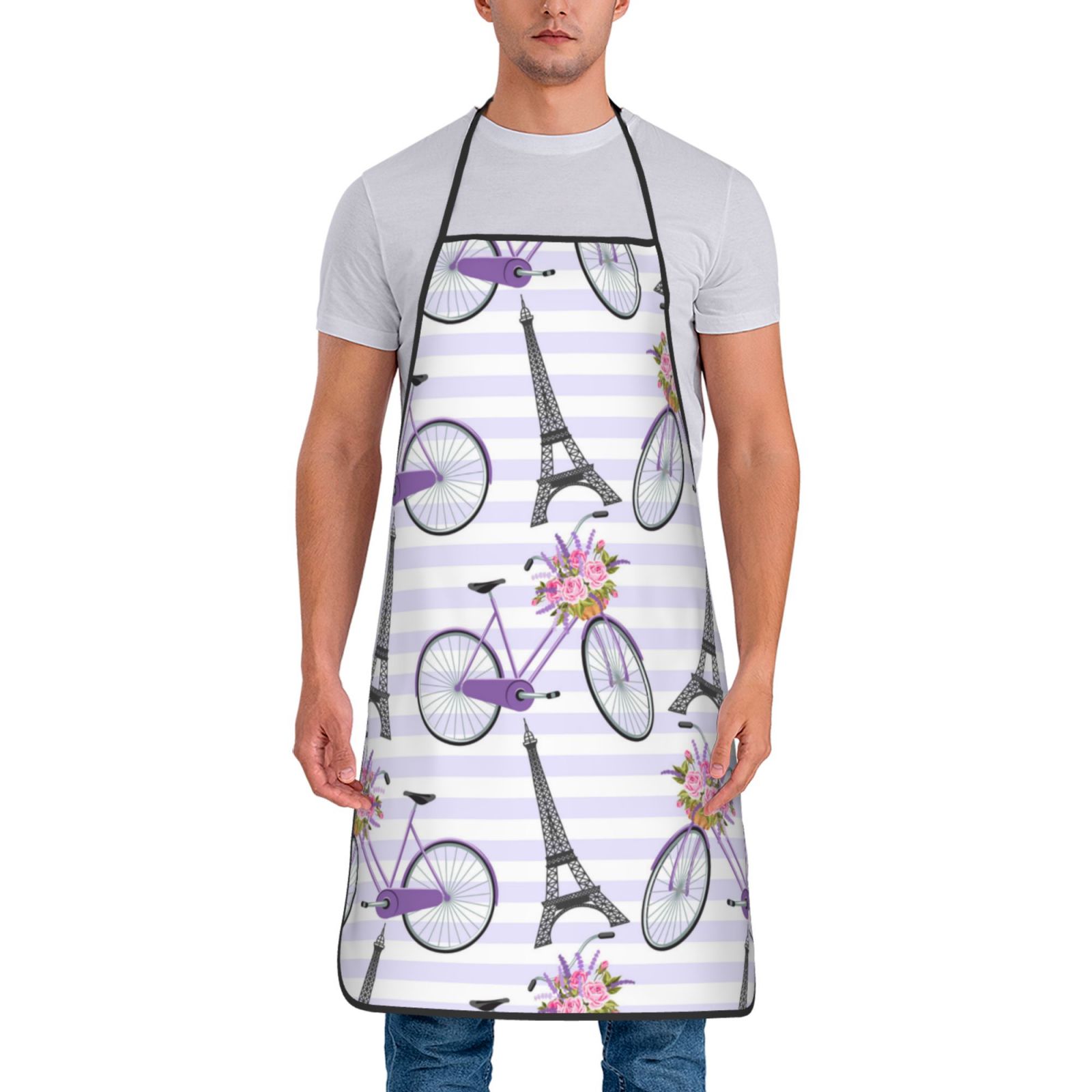 Adjustable Bib Apron - bike flower Tower Waterdrop Resistant Cooking ...