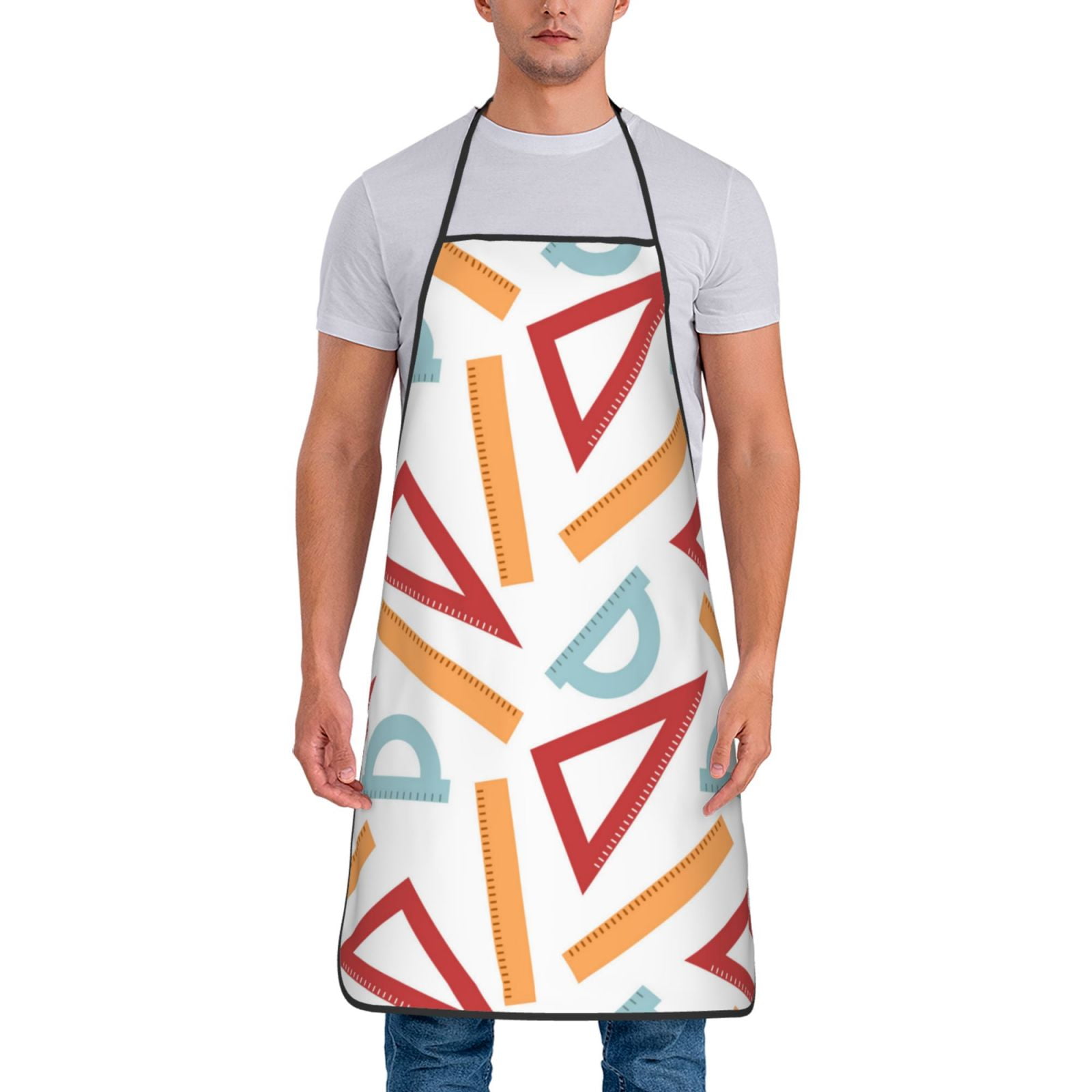 Adjustable Bib Apron - colorful Math ruler Print Waterdrop Resistant ...