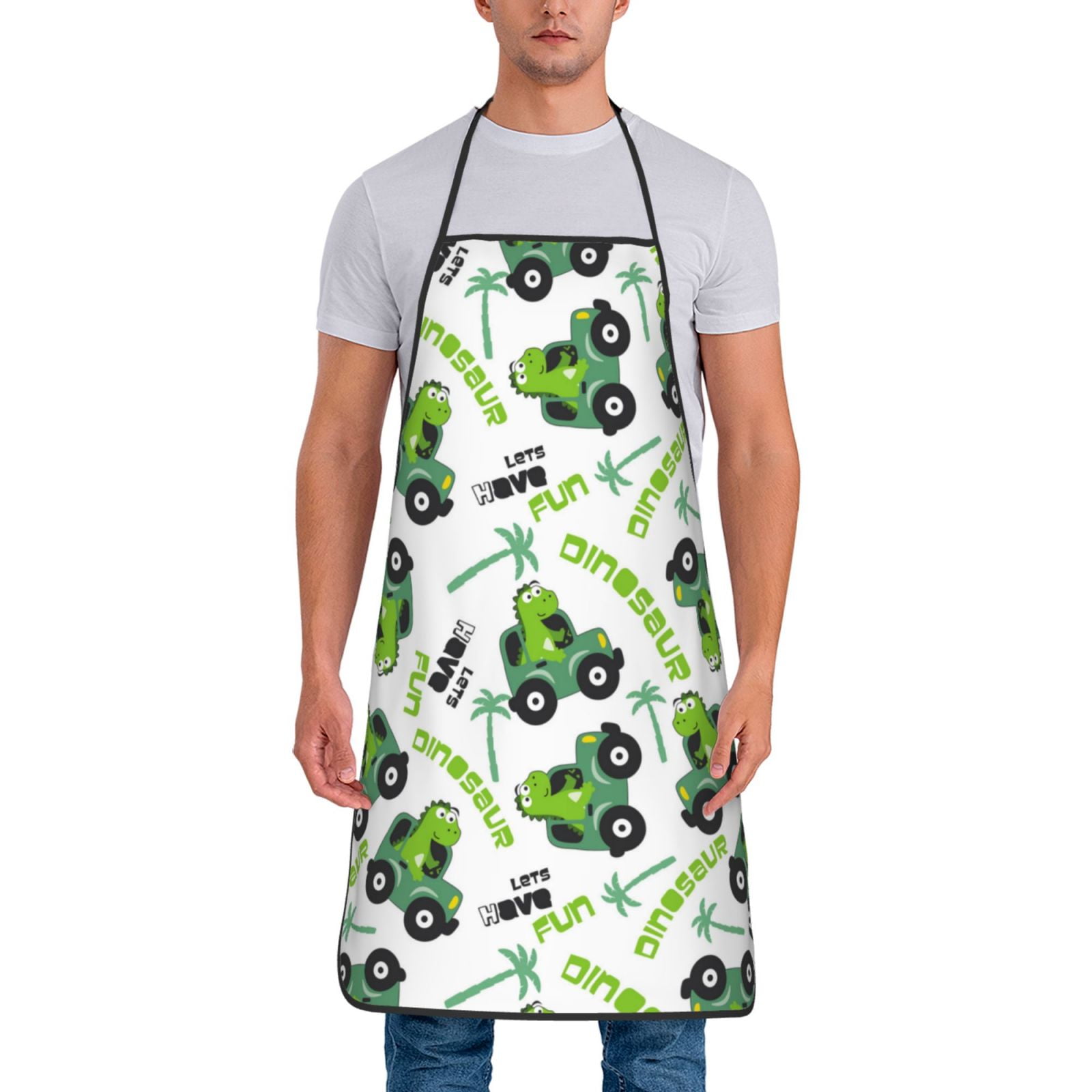 Adjustable Bib Apron - green rainbow car Waterdrop Resistant Cooking ...