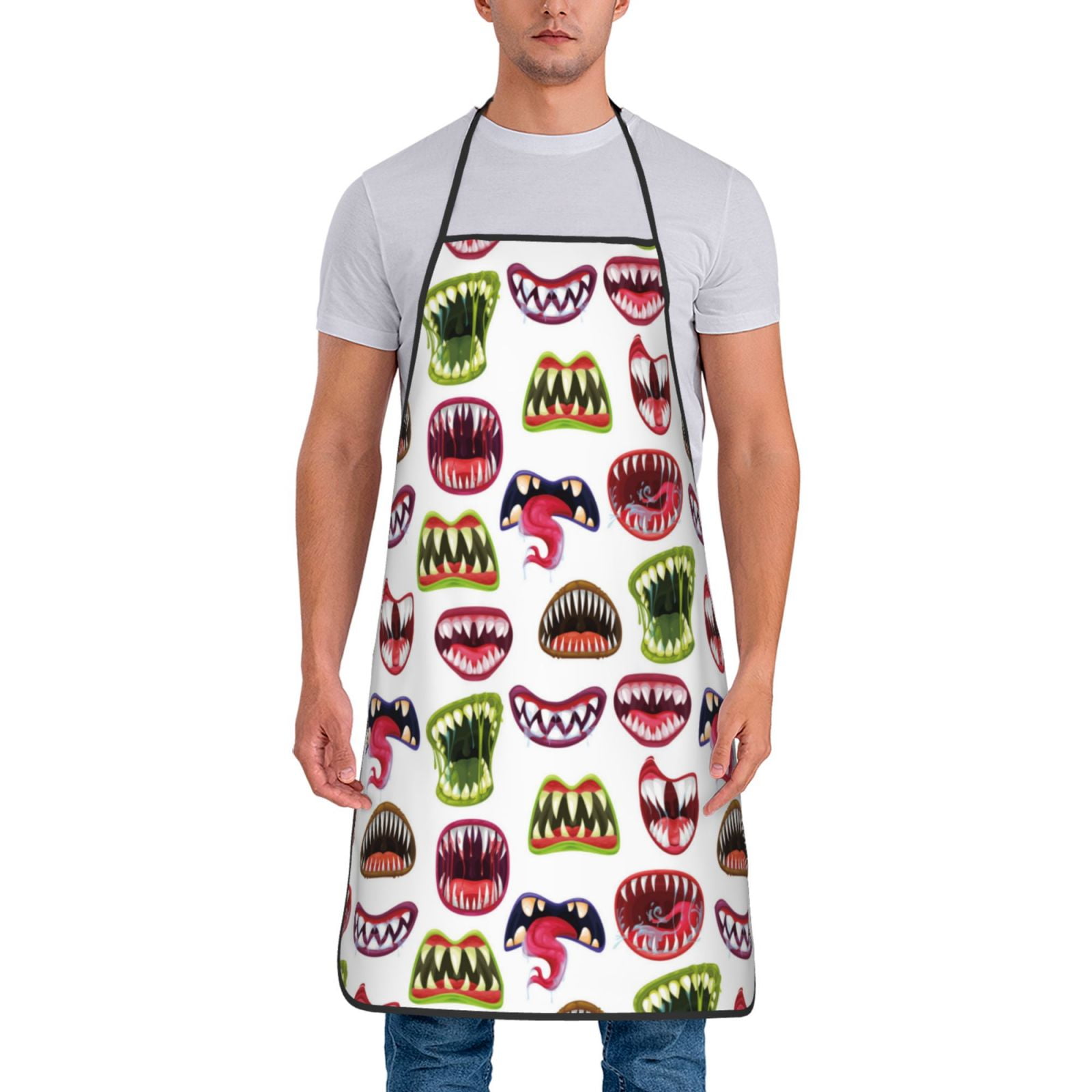Adjustable Bib Apron - halloween mouth Waterdrop Resistant Cooking ...