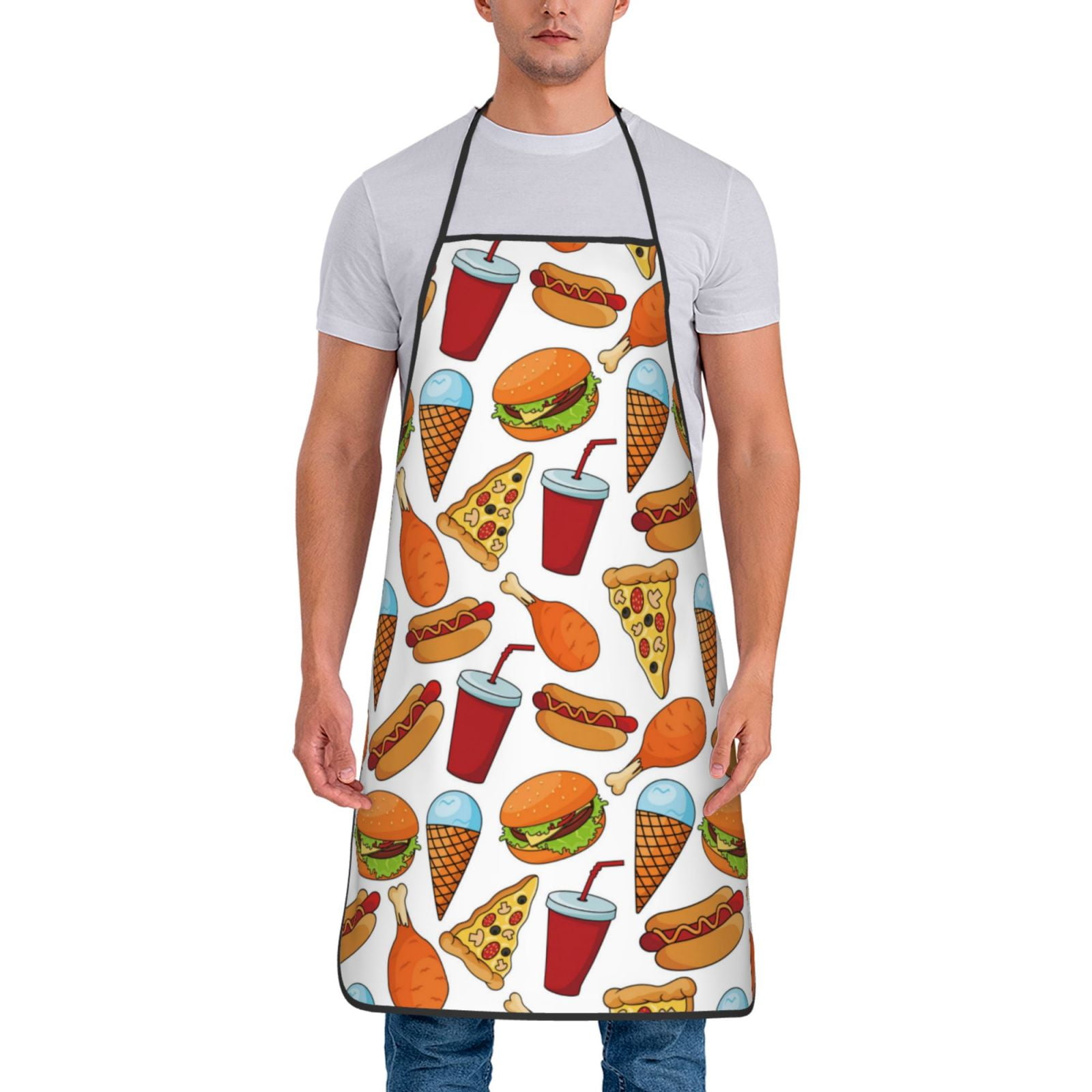 Adjustable Bib Apron - hot dog burger Waterdrop Resistant Cooking Apron ...