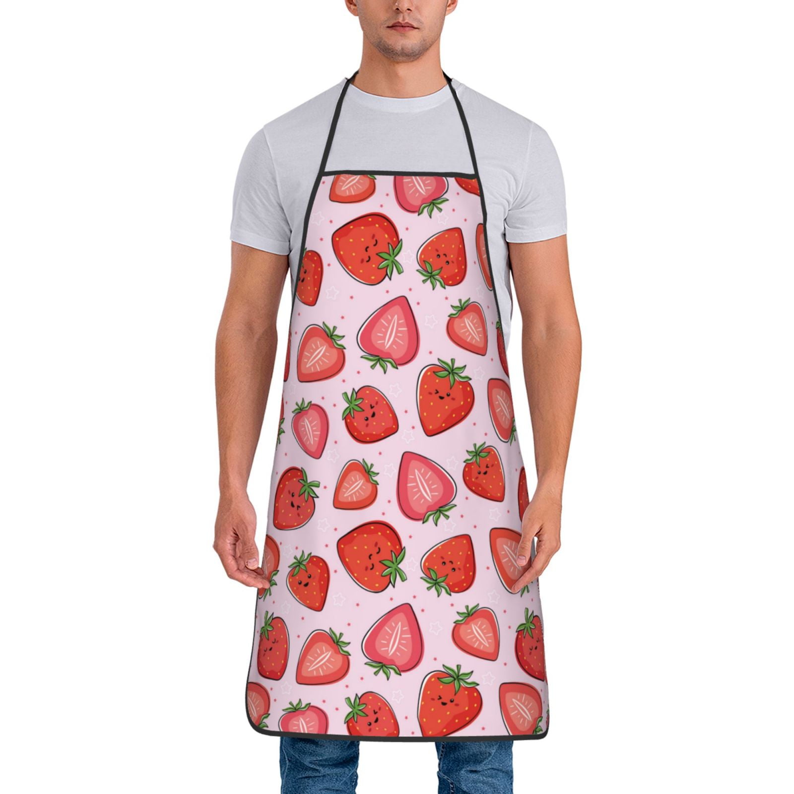 Adjustable Bib Apron - kawaii strawberry fruits Waterdrop Resistant ...