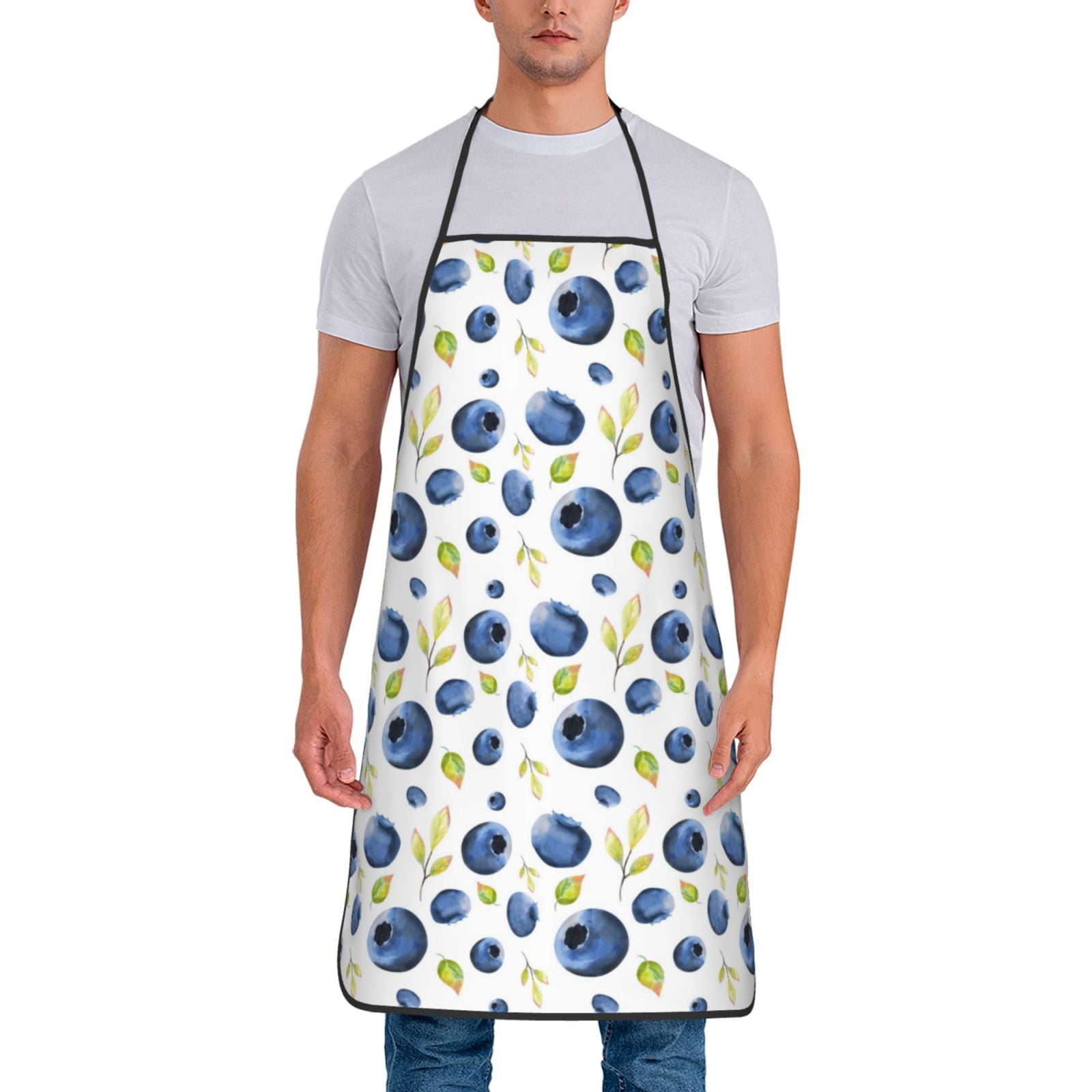Adjustable Bib Apron - leaf Blueberries pattern Waterdrop Resistant ...