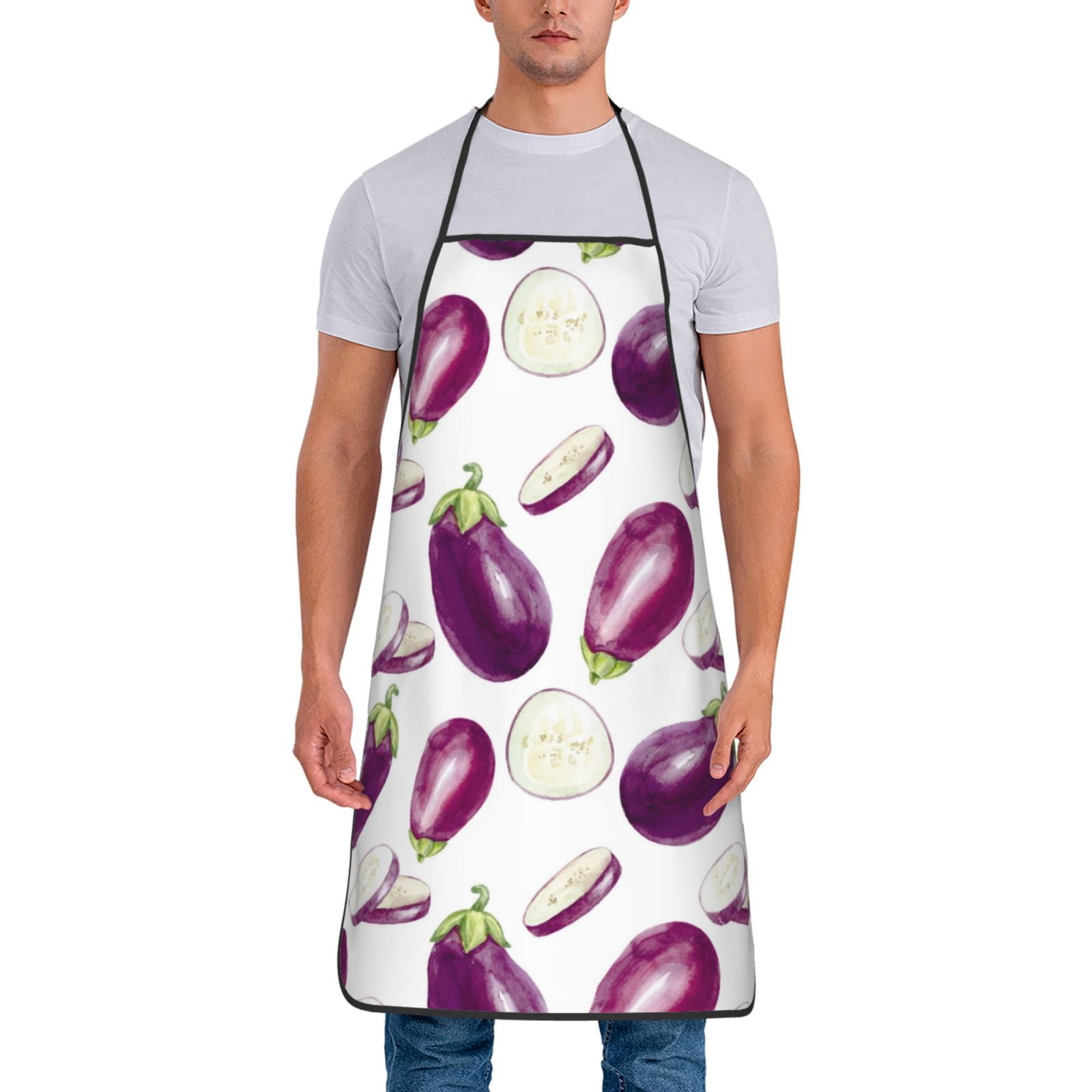 Adjustable Bib Apron - purple Eggplant slices Waterdrop Resistant ...
