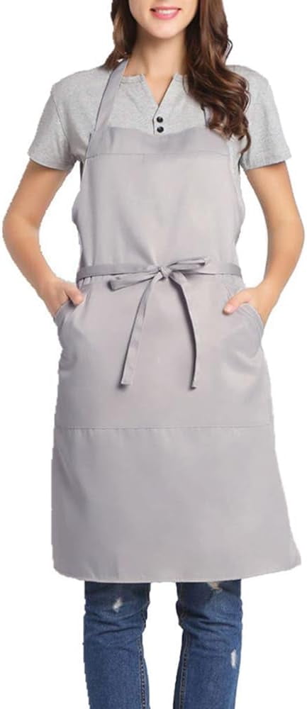 Adjustable Bib Apron with Long Ties for Women Men 18 Colors Chef ...