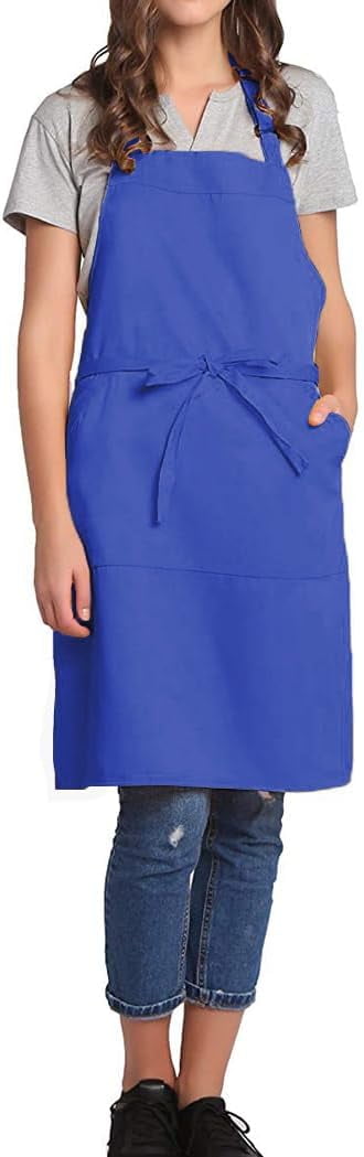 Adjustable Bib Apron with Long Ties for Women Men 18 Colors Chef ...