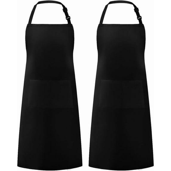 Adjustable Bib Apron with Pockets, Waterdrop Resistant Kitchen Apron for Women Men Chef, Durable ...