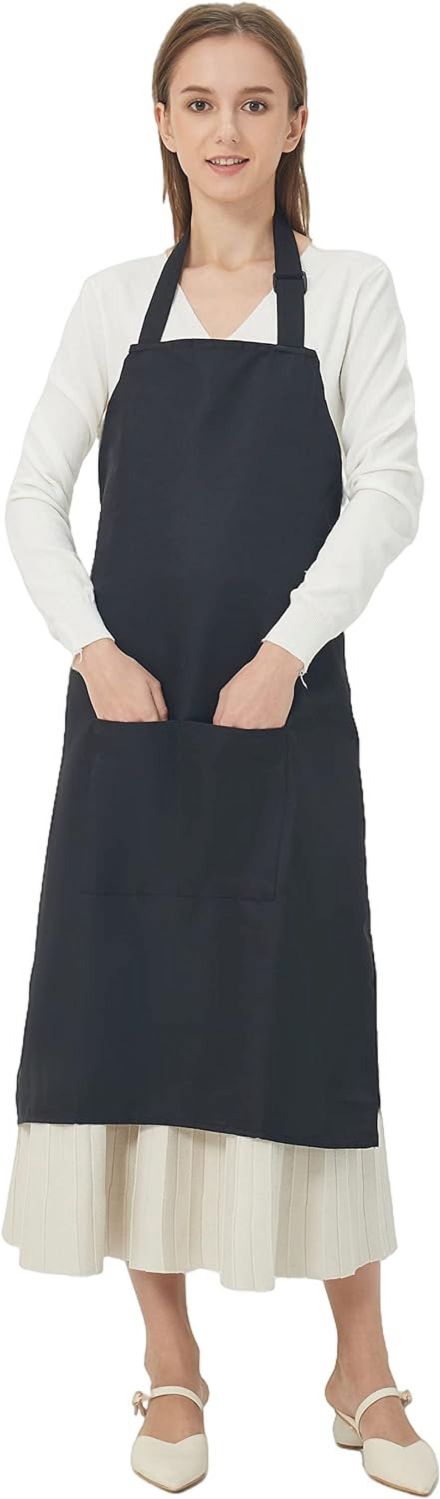 Adjustable Bib Aprons For Women With Pockets Black Chef Apron Thicken ...