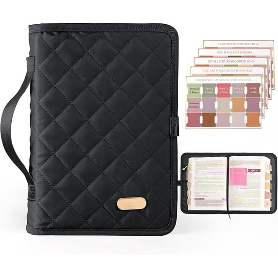 Adjustable Bible Cover with 75 Bible Tabs - Bible Cover Case for Women ...