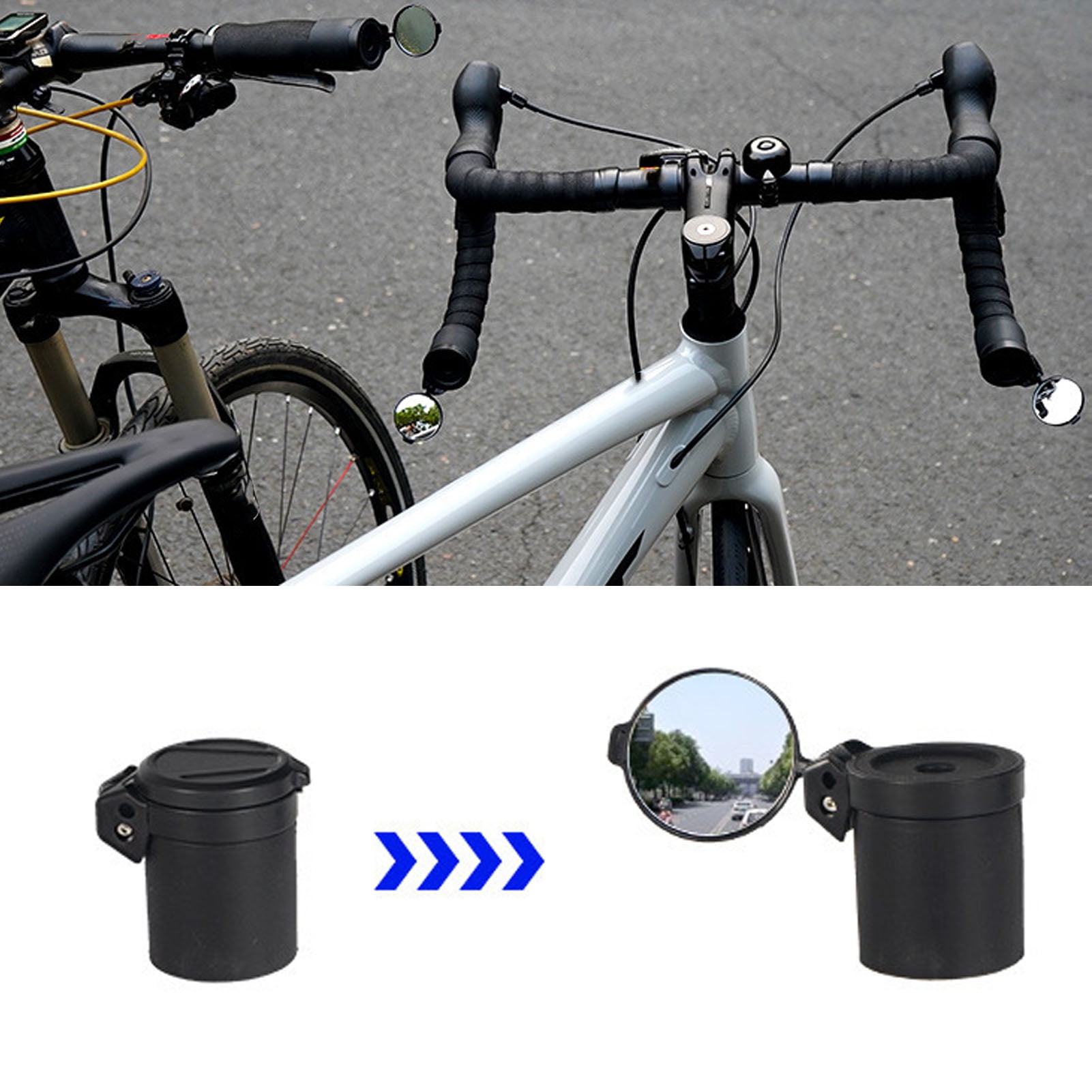 Adjustable Bike Rearview Mirror, Large Clear View Versatile Handlebar ...