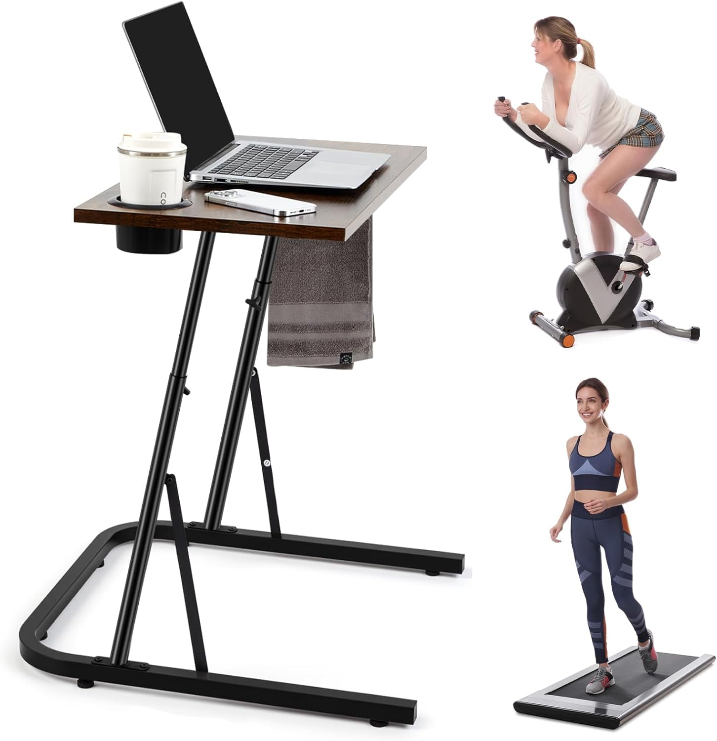 Adjustable Bike/Treadmill Trainer Fitness Desk for Treadmill, Spinning ...