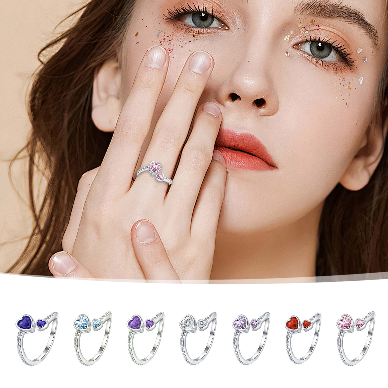 Adjustable Birthstone Couples Heart Shaped Zodiac Constellation ...