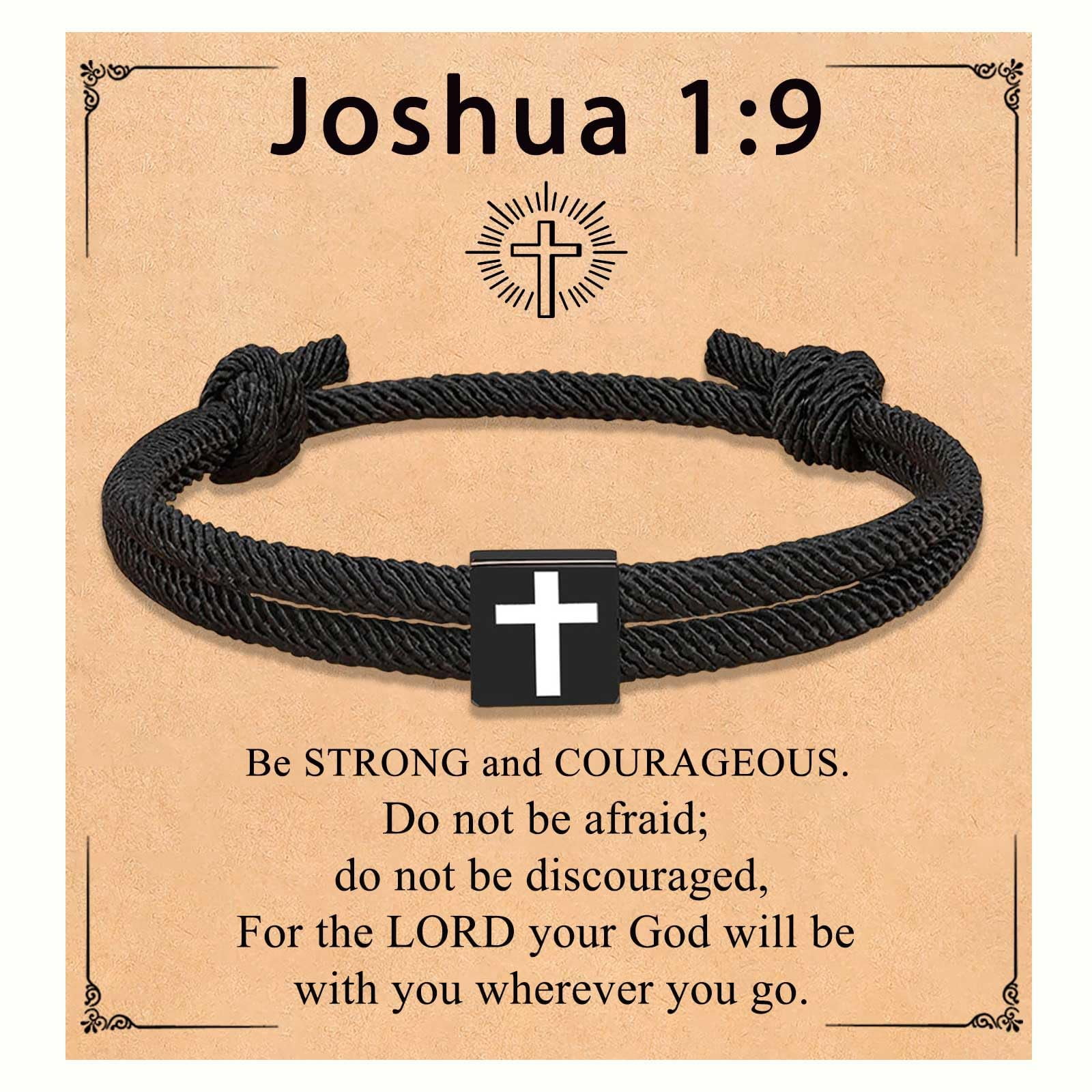 Adjustable Black Cross Bracelet for Men Boys Confirmation Baptism ...