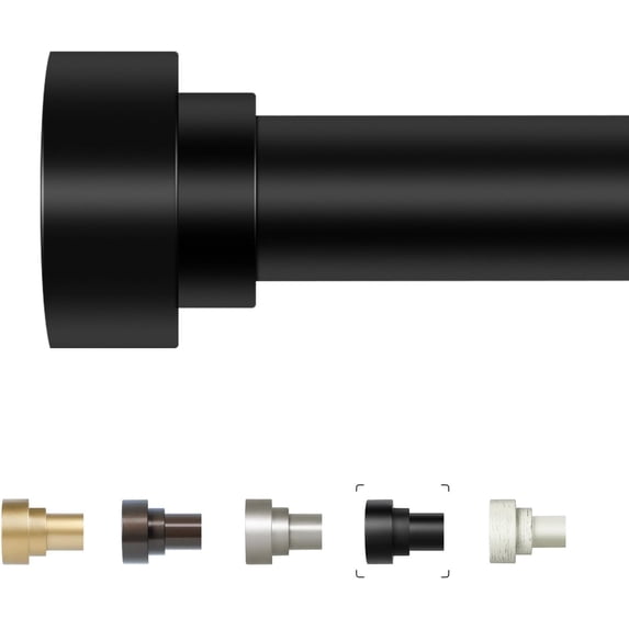 Adjustable Black Curtain Rods 18-60 Inch, 1 Inch Heavy Duty Telescoping ...