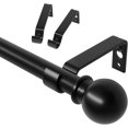 Adjustable Black Curtain Rods 28-60 inch with Brackets, Heavy Duty 5/8 ...