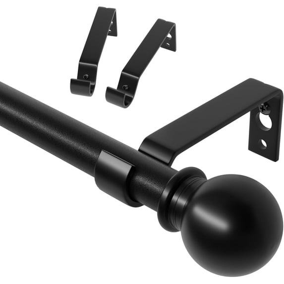 Adjustable Black Curtain Rods 28-60 inch with Brackets, Heavy Duty 5/8 ...