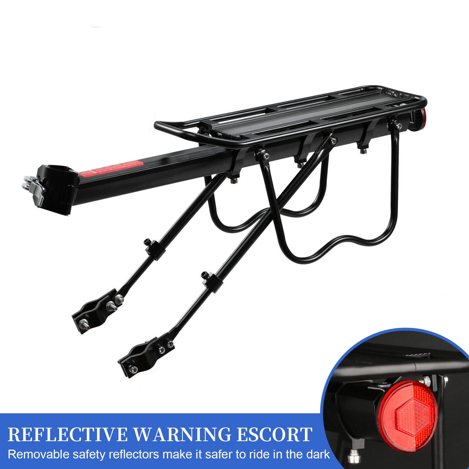 Adjustable Black Metal Bike Rear Carrier Rack - 21.26"L x 5.51"W - with ...