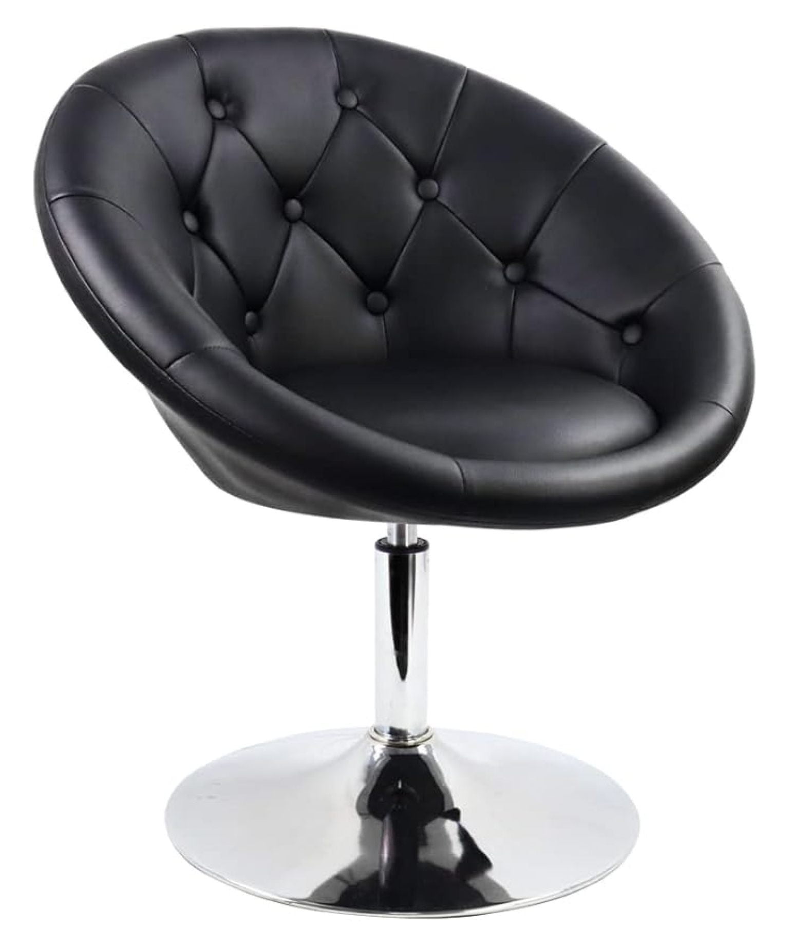Adjustable Black PU Vanity Chair Stool with Cute Round Back for Home ...