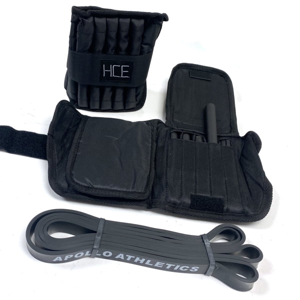 Adjustable Black Resistance Band with a Pair of Weight Bags for Ankles ...