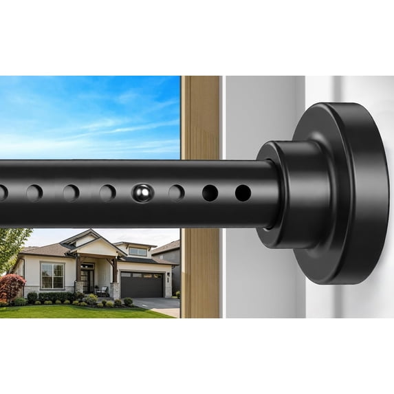 Adjustable Black Tension Curtain Rod 40-78 Inch Non-Slip Spring Window ...
