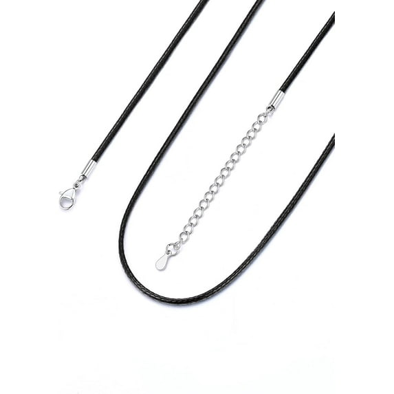 Adjustable Black Wax Rope Chain Necklace for Men Women Durable Braided ...